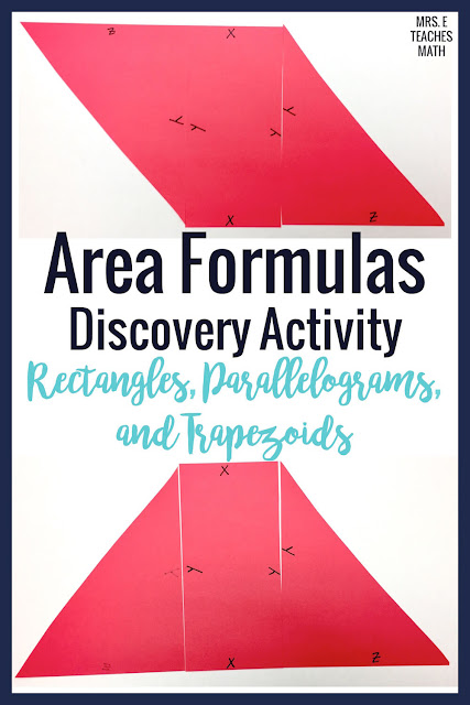 Area Formulas Discovery Activity | Mrs. E Teaches Math