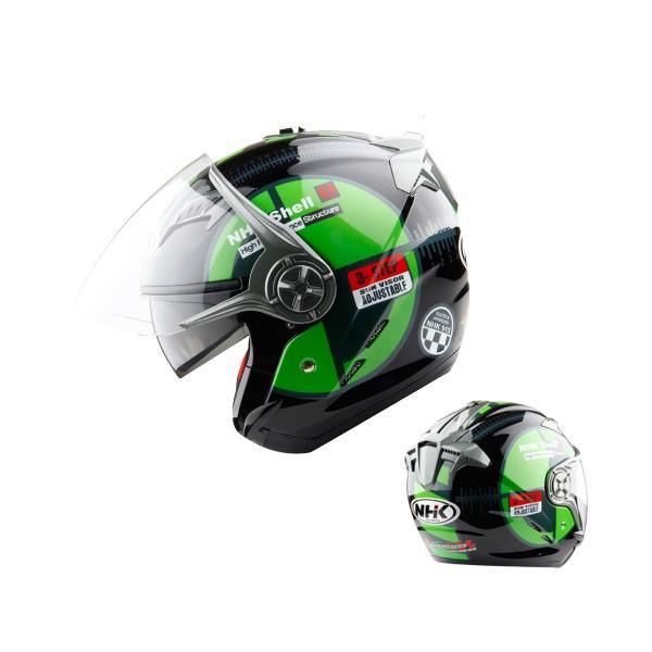 HELM NHK GLADIATOR SAFETY RIDE ( BLACK ) DOUBLE VISOR