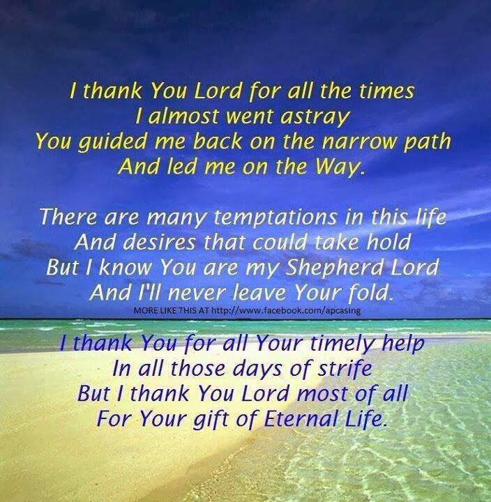 I Thank You Lord For All The times i almost Went Astray You guided me ...