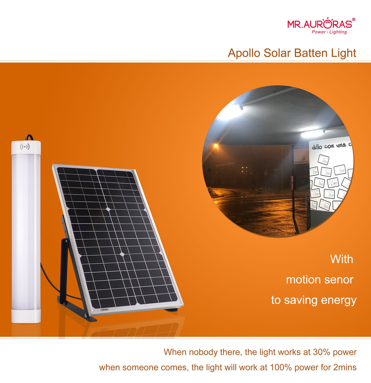 Auroras 's Solar led lights: Apollo Solar Batten Light