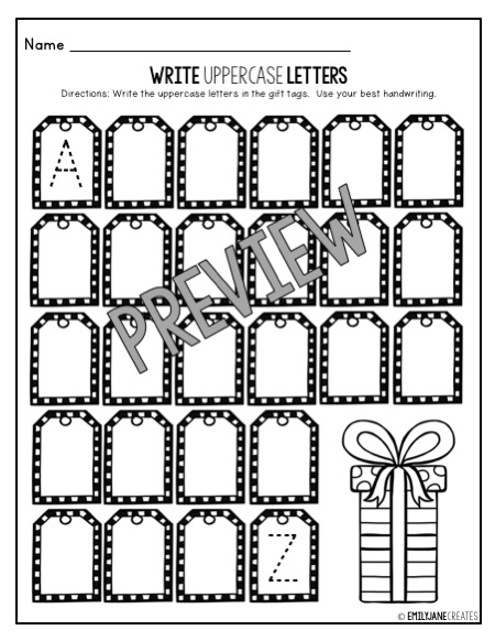 Emily Jane Creates: DECEMBER NO PREP KINDERGARTEN PACKET-OVER 100 PAGES!