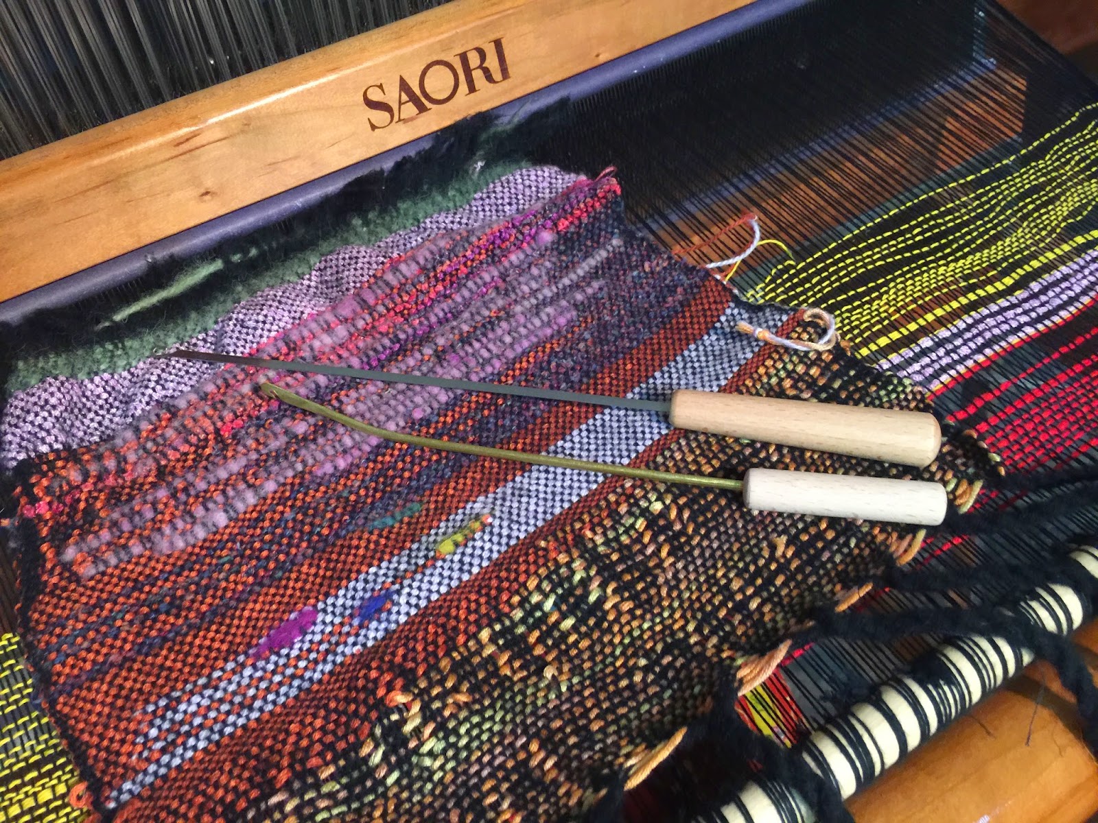 CENTERING WITH FIBER: The Saori warping board, and new Saori yarns yarn ...