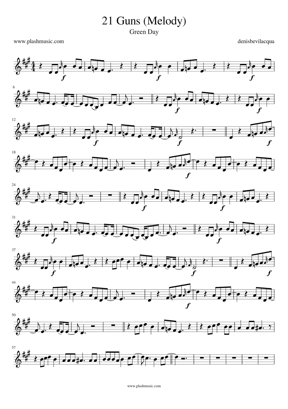 Sheet music and backing track of 21 Guns by Green Day - Free sheet ...