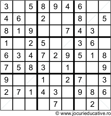 :: Jocuri educative si enigmistice ::: Sudoku X - usor