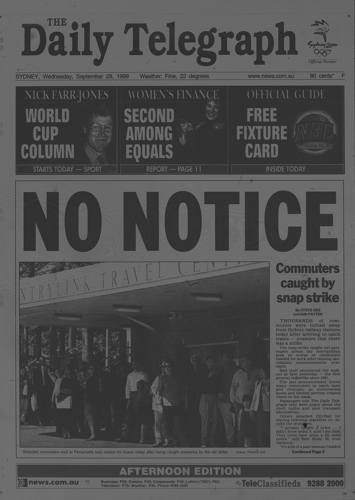 Fab Sydney Flashbacks: MAJOR EVENT: Cityrail Strike (1999)