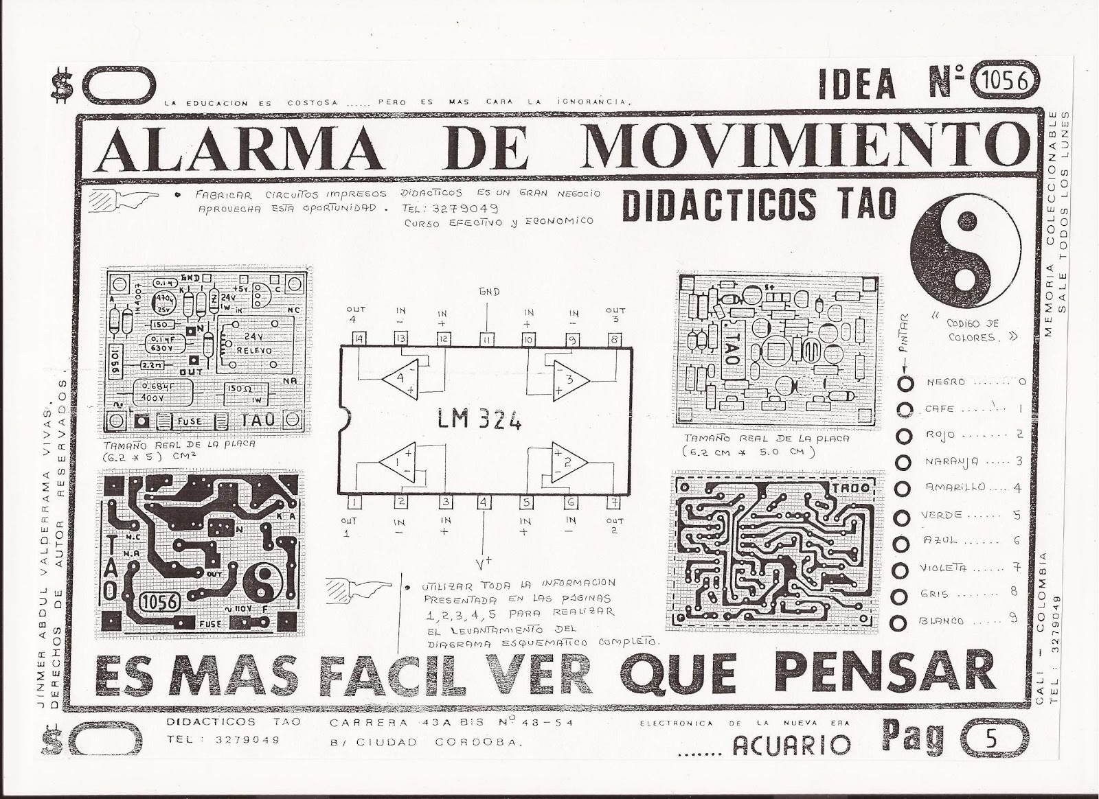 IMPRESOS ELECTRÓNICOS TAO: Alarma con Sensor de Movimiento y LM 324N ... IMPRESOS ELECTRÓNICOS TAO: Alarma con Sensor de Movimiento y LM 324N ...