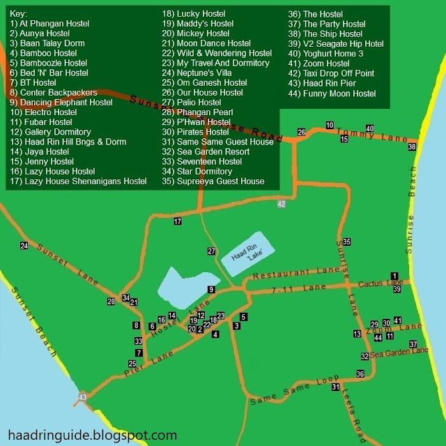 Haad Rin Guide: Map Of Haad Rin Hostels