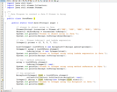 How to Convert Stream to Array and ArrayList in Java 8 - Tutorial ...