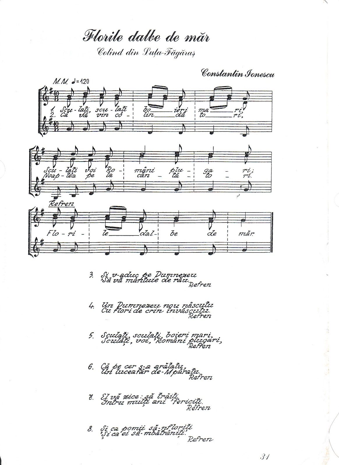 Corul LTOR: Partituri Colinde