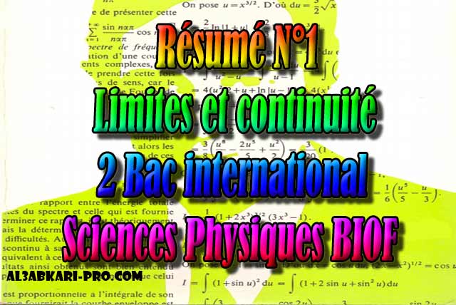 Résumé N°1 limites et continuité pour 2 bac inter, filière sciences ...