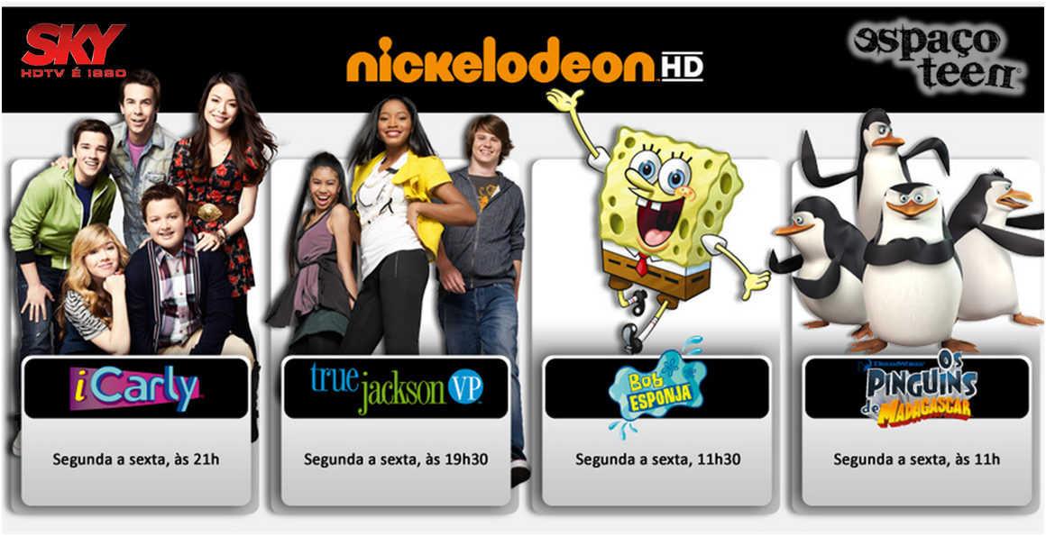 Espaço Teen: Nickelodeon HD No Ar na SKY