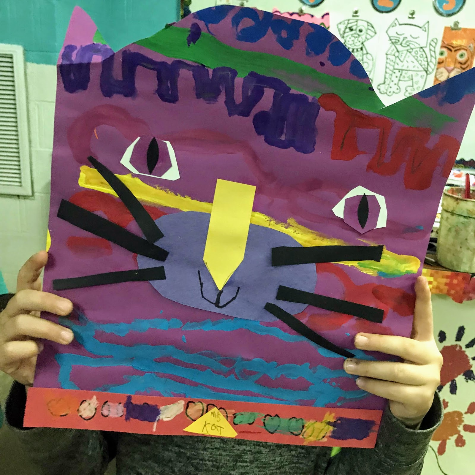 Elements of the Art Room: 1st grade Laurel Burch Line Cats
