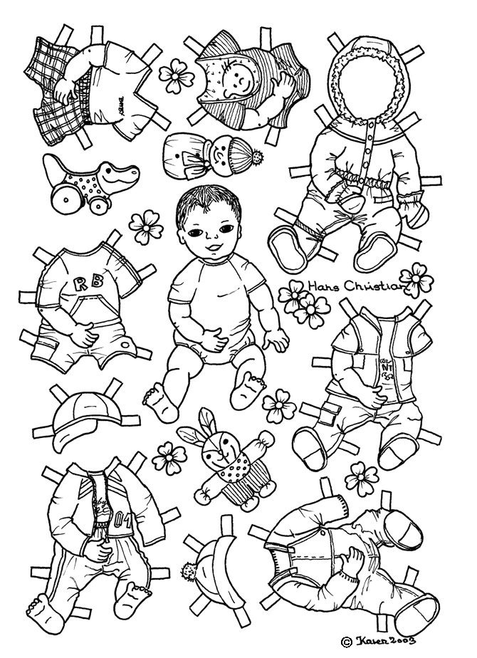 Karen`s Paper Dolls: Hans Christian 1-2 Baby Paper Doll to Colour. Hans ...