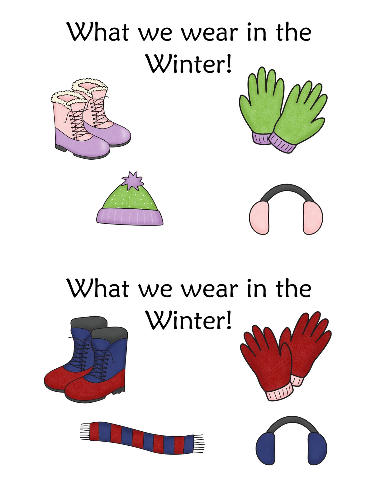 Winter Wear Predictable Text Reader