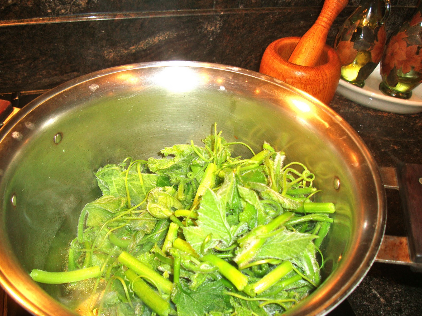 Taste of Nepal: Garden Fresh Pumpkin Shoots (Pharsi ko Munta)