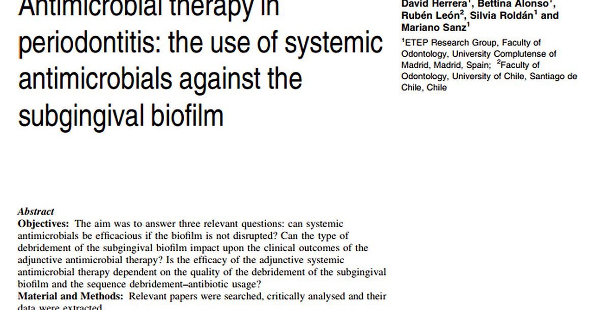 PDF: Antimicrobial therapy in periodontitis: the use of systemic ...