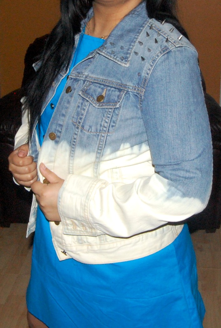 Kerencia: DIY studded ombre bleached denim jacket.