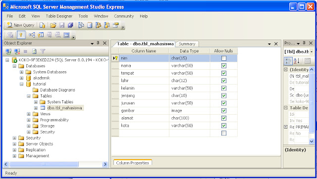 Contoh koneksi vb ke database sql server