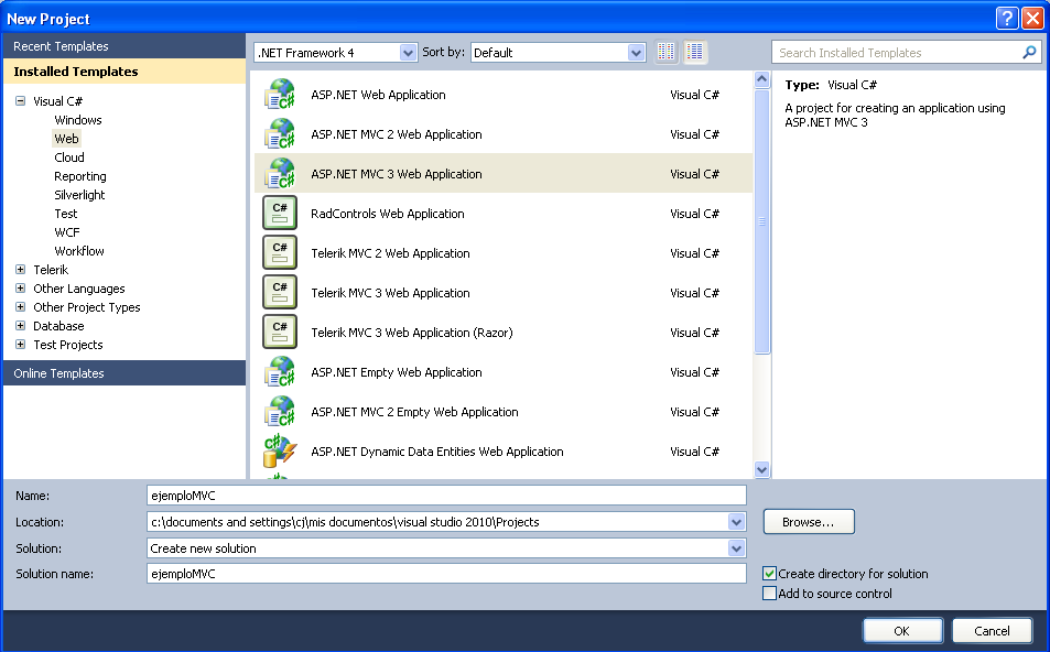 Ejemplo de MVC 3.0 con Entity Framework