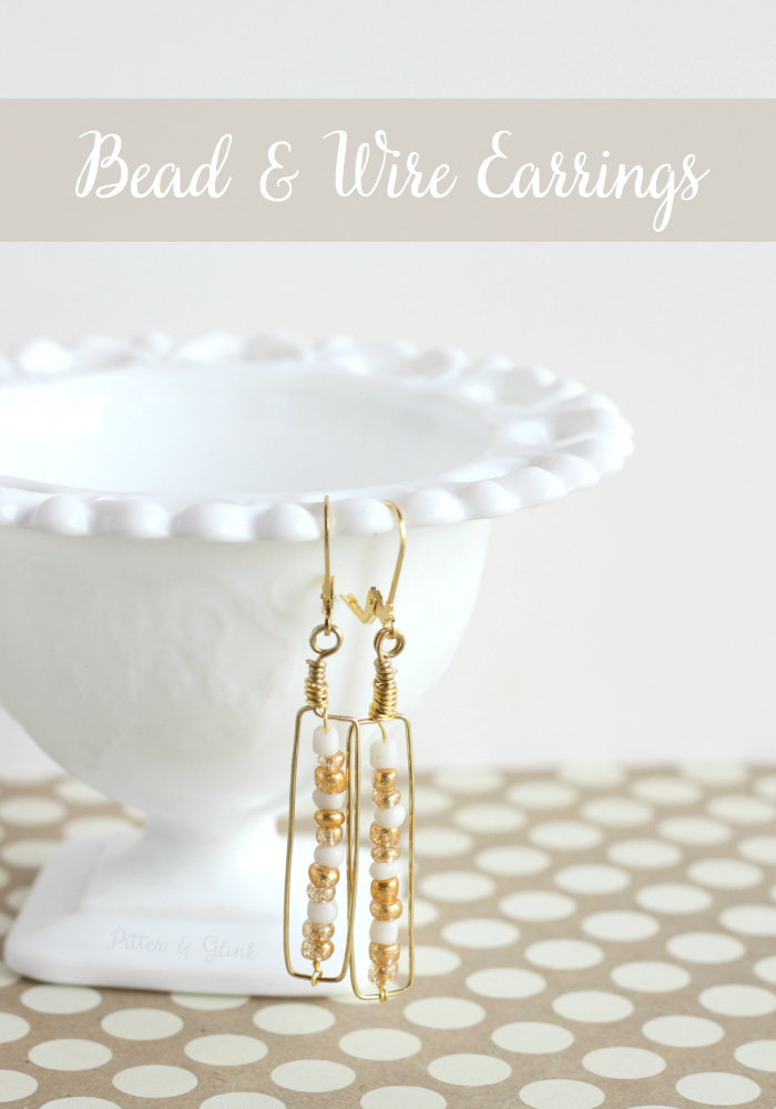 PitterAndGlink: DIY Gold & White Beaded Wire Earrings