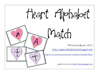 Classroom Freebies Too: Heart Alphabet Match