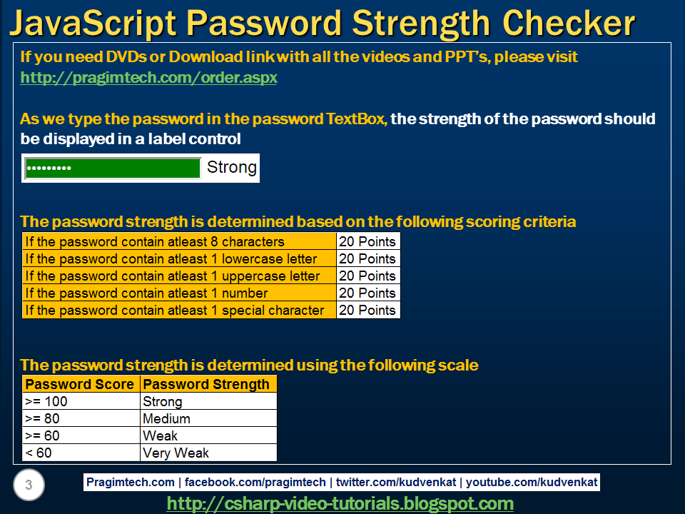 Sql server, .net and c# video tutorial: JavaScript password strength ... Sql server, .net and c# video tutorial: JavaScript password strength ...