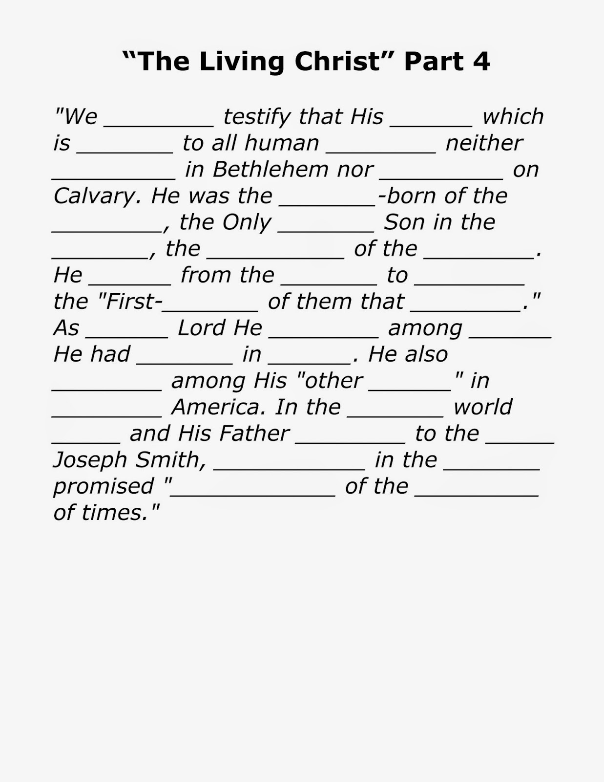 "The Living Christ" Songs