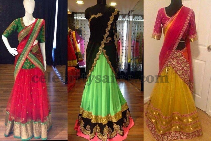 Latest Party Wear Half Saris 2015 - Saree Blouse Patterns