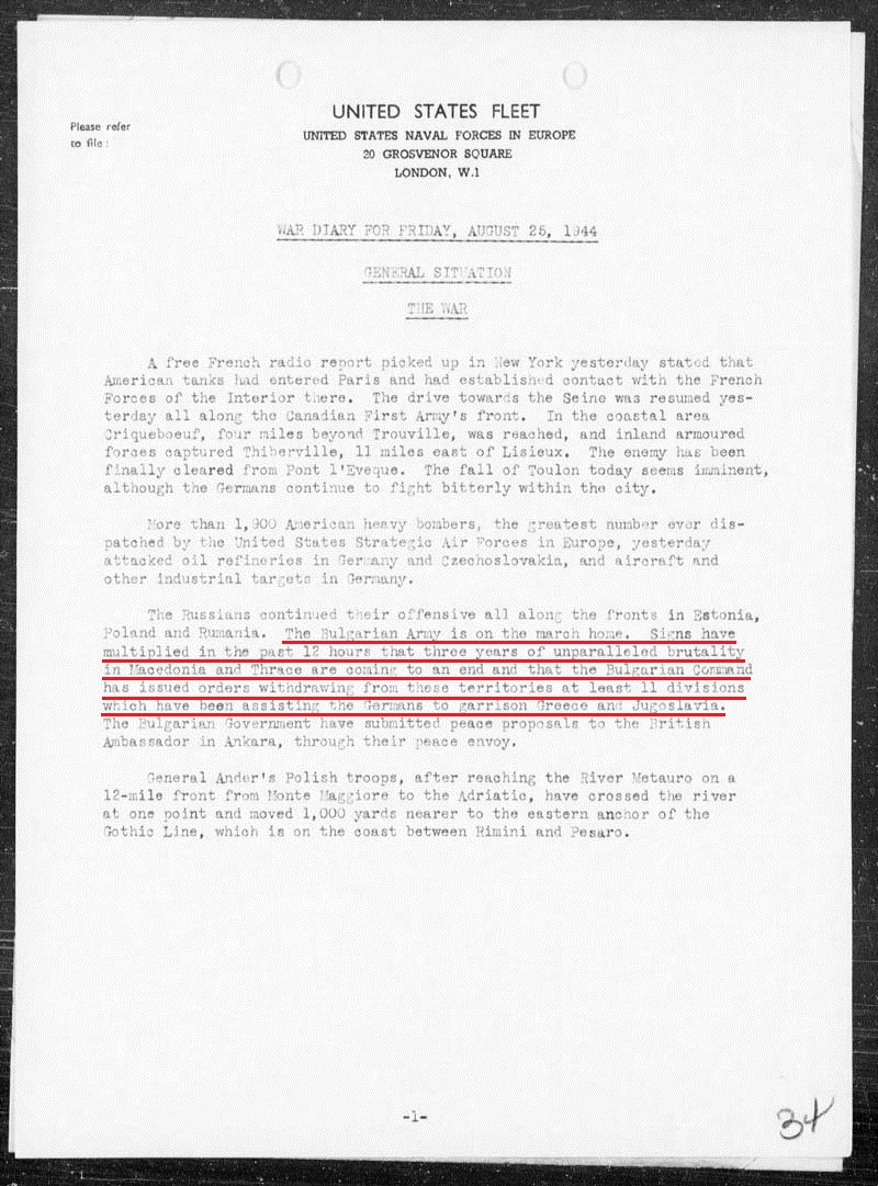 Macedonia Documents: U.S. Secret Document - Sep. 2 1944