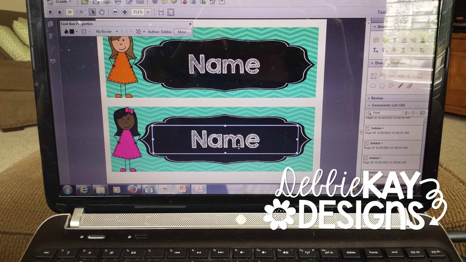 debbie kay designs: Turquoise Chevron Desk Tags Are Now Available!