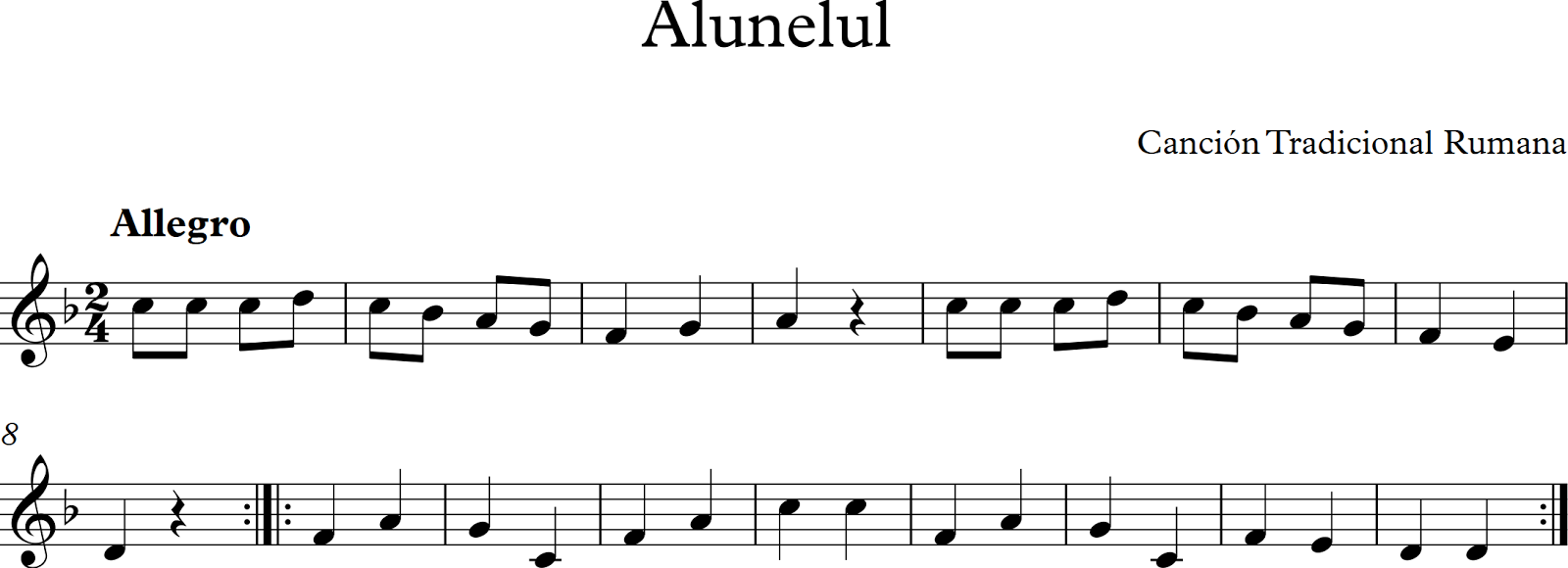 Descubriendo la Música. Partituras para Flauta Dulce o de Pico.: Alunelul