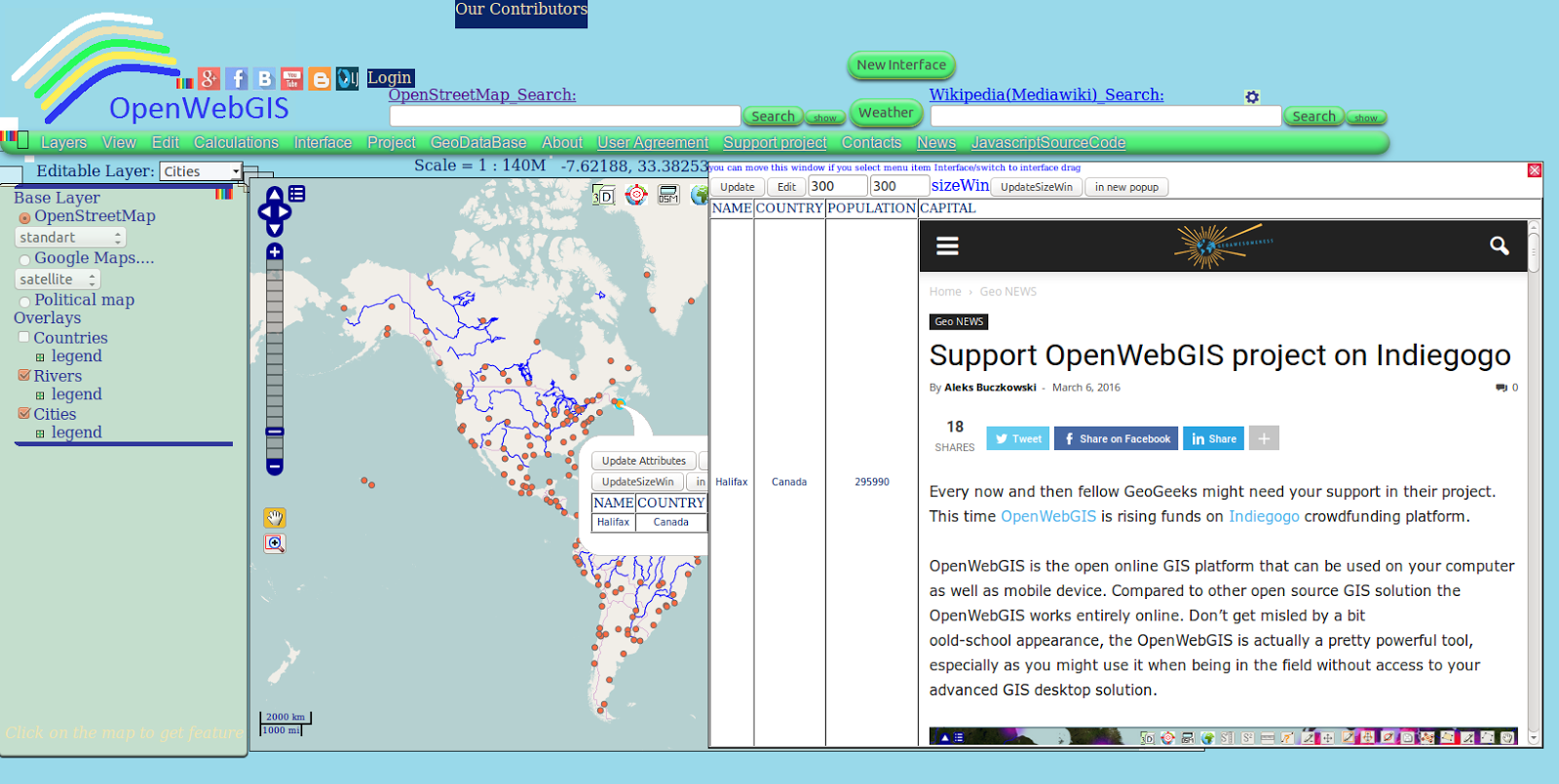 OpenWebGIS is free online GIS: Customizing of OpenWebGIS interface to create your own workspace