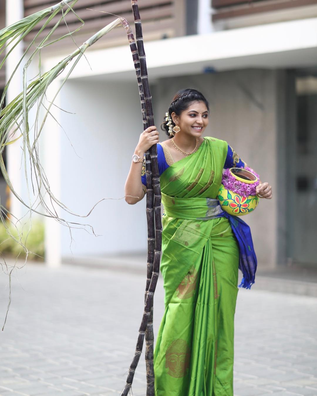 Actress Athulya Ravi Cute In Celeb Thai Pongal Stills