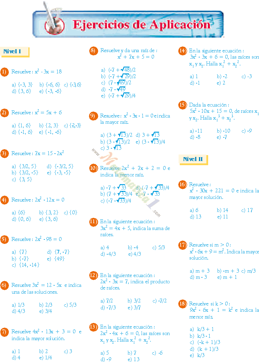 ECUACIÓN DE SEGUNDO GRADO O CUADRÁTICA EJERCICIOS RESUELTOS DE ÁLGEBRA ...