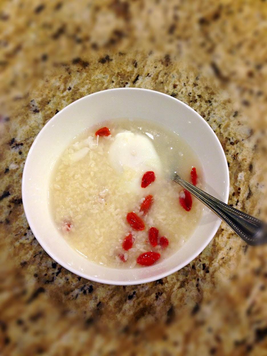 Fermented rice with poached egg
