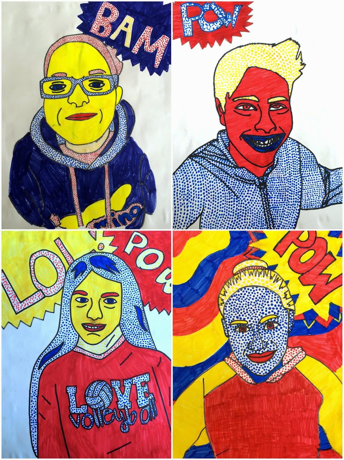 Art. Eat. Tie Dye. Repeat.: 6th Grade Roy Lichtenstein Self Portraits