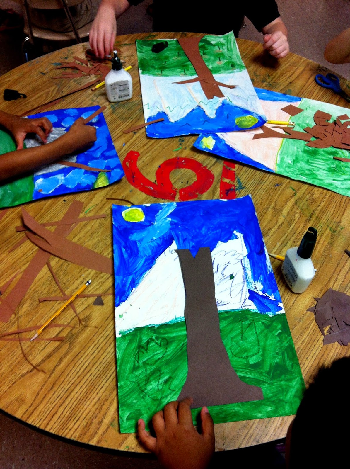 ChumleyScobey Art Room: Mixed Media Treehouse Collage with 1st Grade