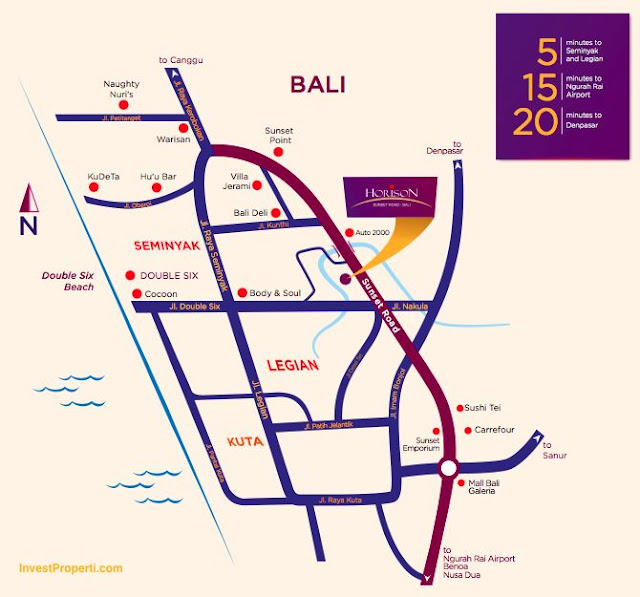 Map Horison Sunset Road Hotel Kuta Bali - Condotel Horison Sunset Road ...