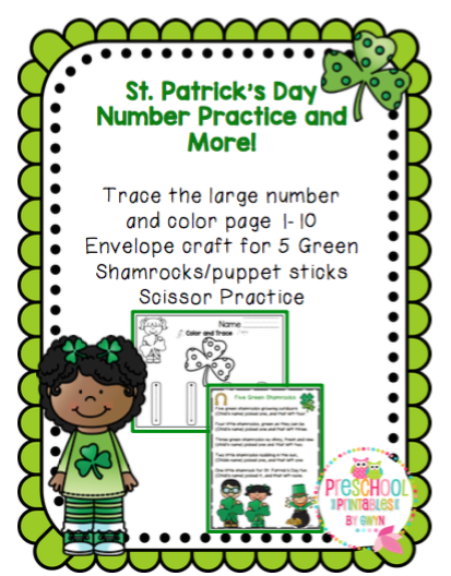 St. Patrick's Number Practice for 2-3 year olds ~ Preschool Printables