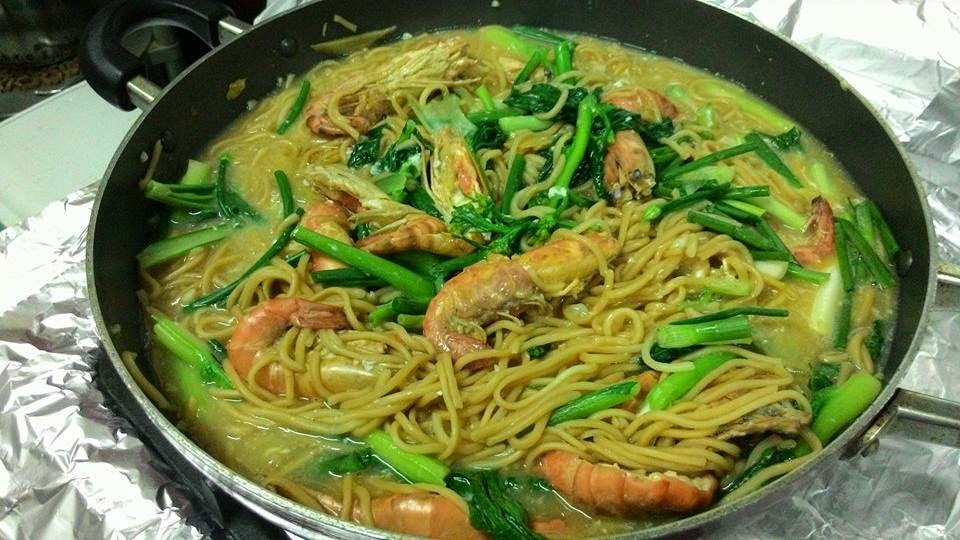 My Cooking Recipe : 大头虾焖伊面Braised Yee Mee with Freshwater Prawns