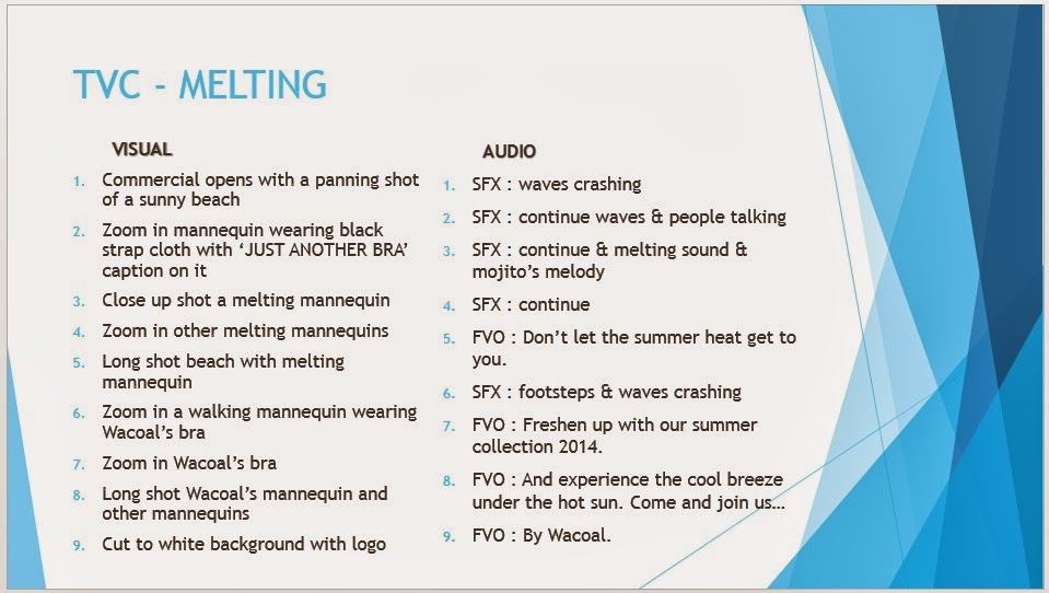 Portfolio: WACOAL SUMMER COLLECTION - TVC AD SCRIPT
