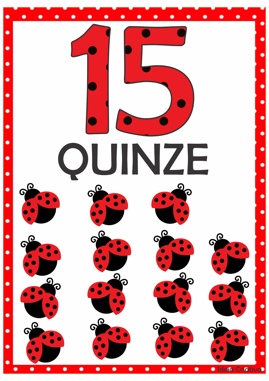 Numerais Joaninha para Imprimir Grátis