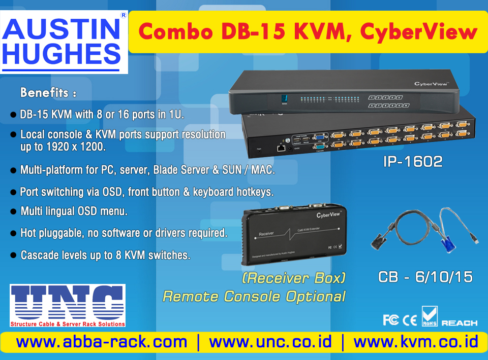 Distributor Austin Hughes, Indonesia: Combo DB15 KVM Switch | IP-1602 | CyberView | Austin Hughes