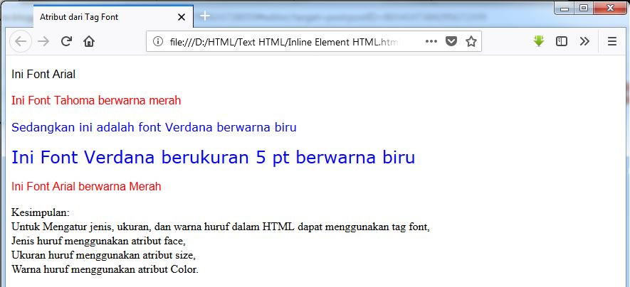 Tutorial Text HTML Part 4: Modifikasi jenis, ukuran, dan warna huruf