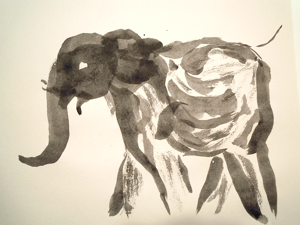 An Elephant a Day: Elephant No. 218: Ink-Wash Painting