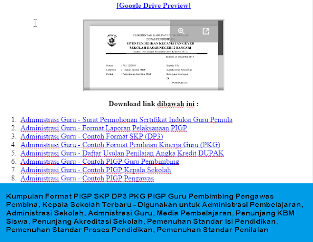Kumpulan Format PIGP SKP DP3 PKG PIGP Guru Pembimbing Pengawas Pembina ...