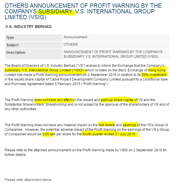 【VS】 Profit Warning? - 股海無涯