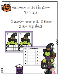 Halloween Write the Room using 10 Frames ~ Preschool Printables