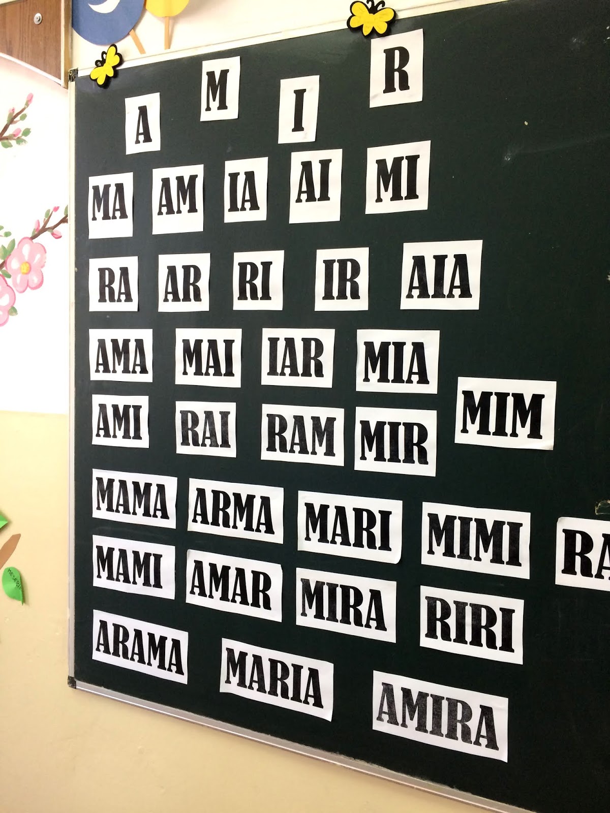 Colecție de cuvinte și silabe cu literele „A”, „M”, „I” și „R ...