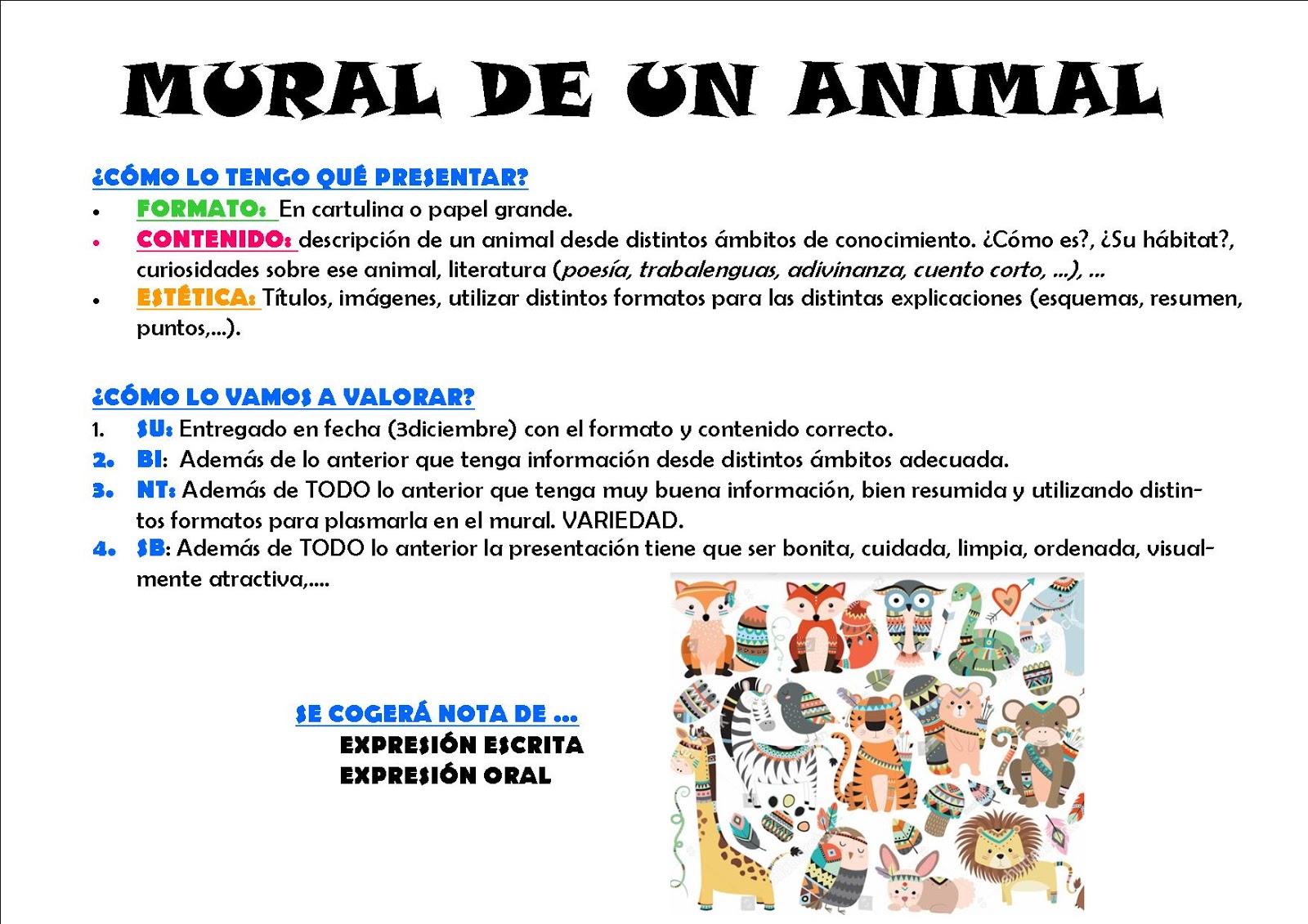 El blog de 5º: MURAL DE UN ANIMAL